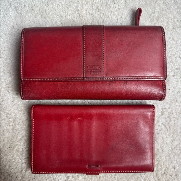 Coach | Bags | Coach Rich Red Leather Wallet Duo | Poshmark
